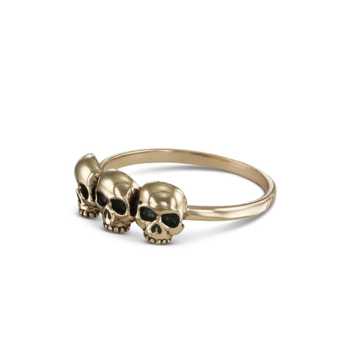 Triple Skull Stacking Ring - Bronze Three Skulls Stackable Ring - Etsy