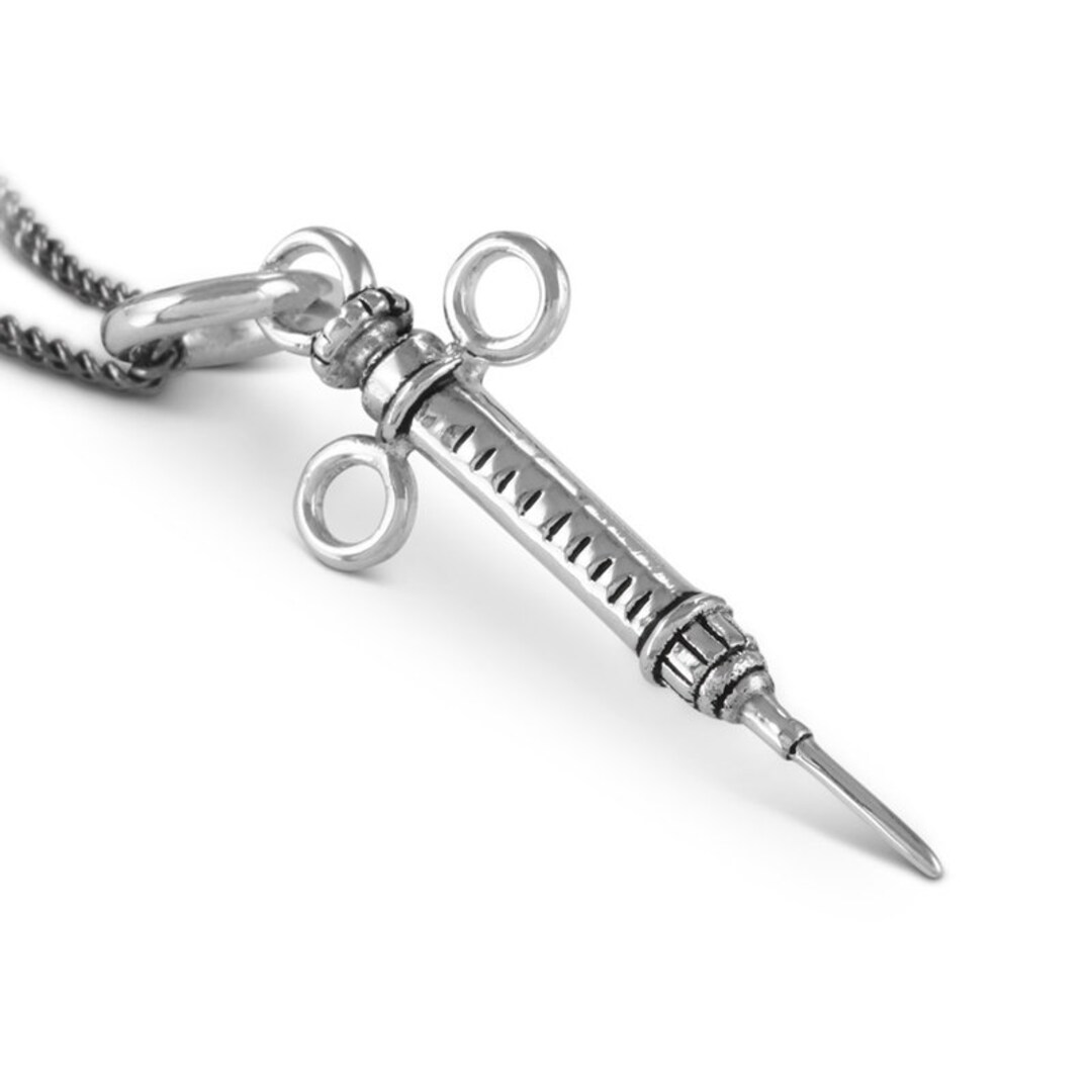 Syringe Necklace - Antique Silver Syringe Pendant - Nurse Jewelry - Etsy