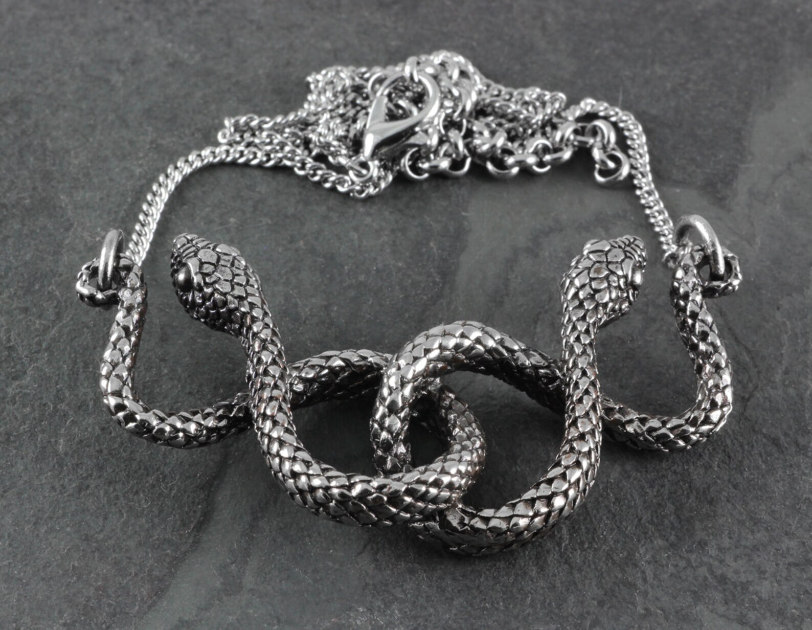 Snake Necklace - Sterling Silver Double Snake Necklace - Medusa ...