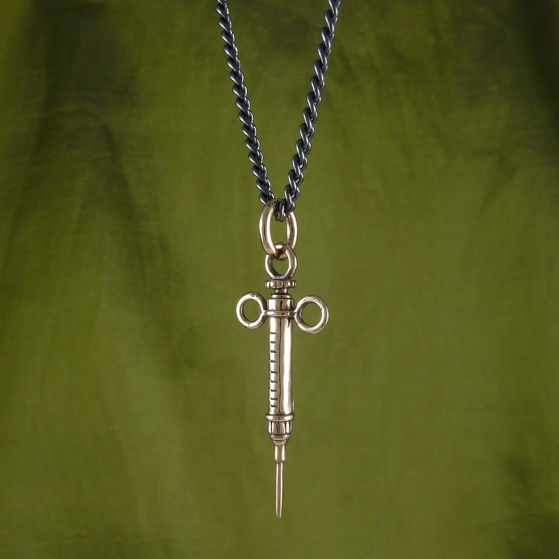 Syringe Necklace - Bronze Syringe Pendant - Etsy