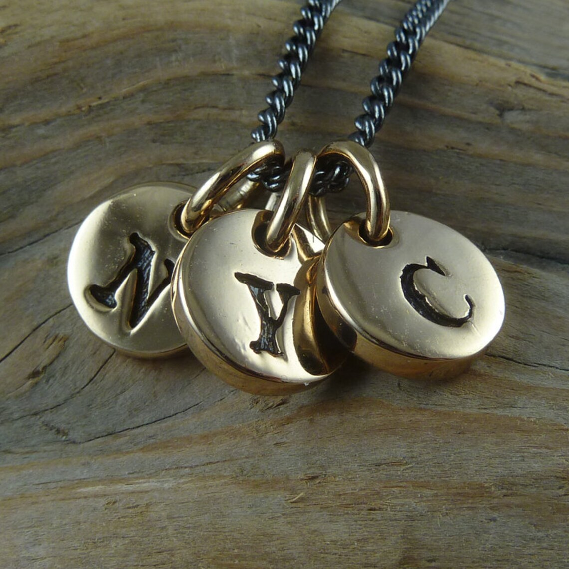 NYC Necklace Bronze New York City Initial Charm Necklace | Etsy