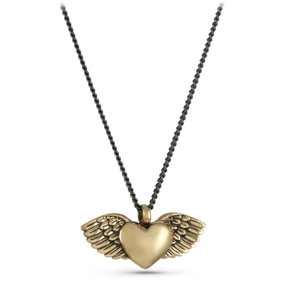 Winged Heart Necklace - Bronze Flying Heart Pendant - Valentines Day - Etsy