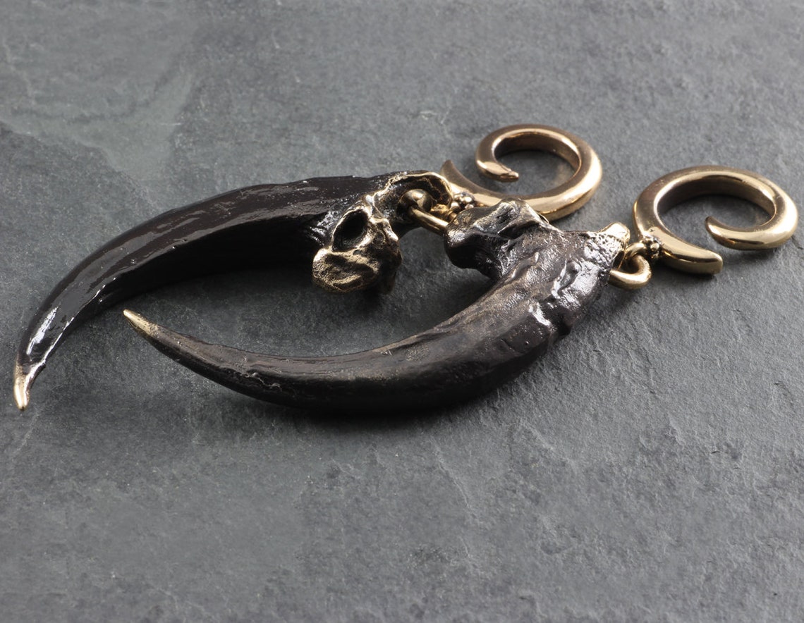 Harpy Eagle Talon Ear Weights - Bronze Talon Gauged Earrings - Bronze ...