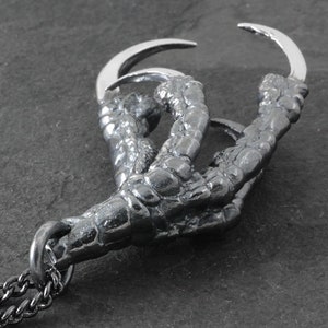 Crow Claw Necklace - Sterling Silver Crow Foot Pendant - Bird Claw ...