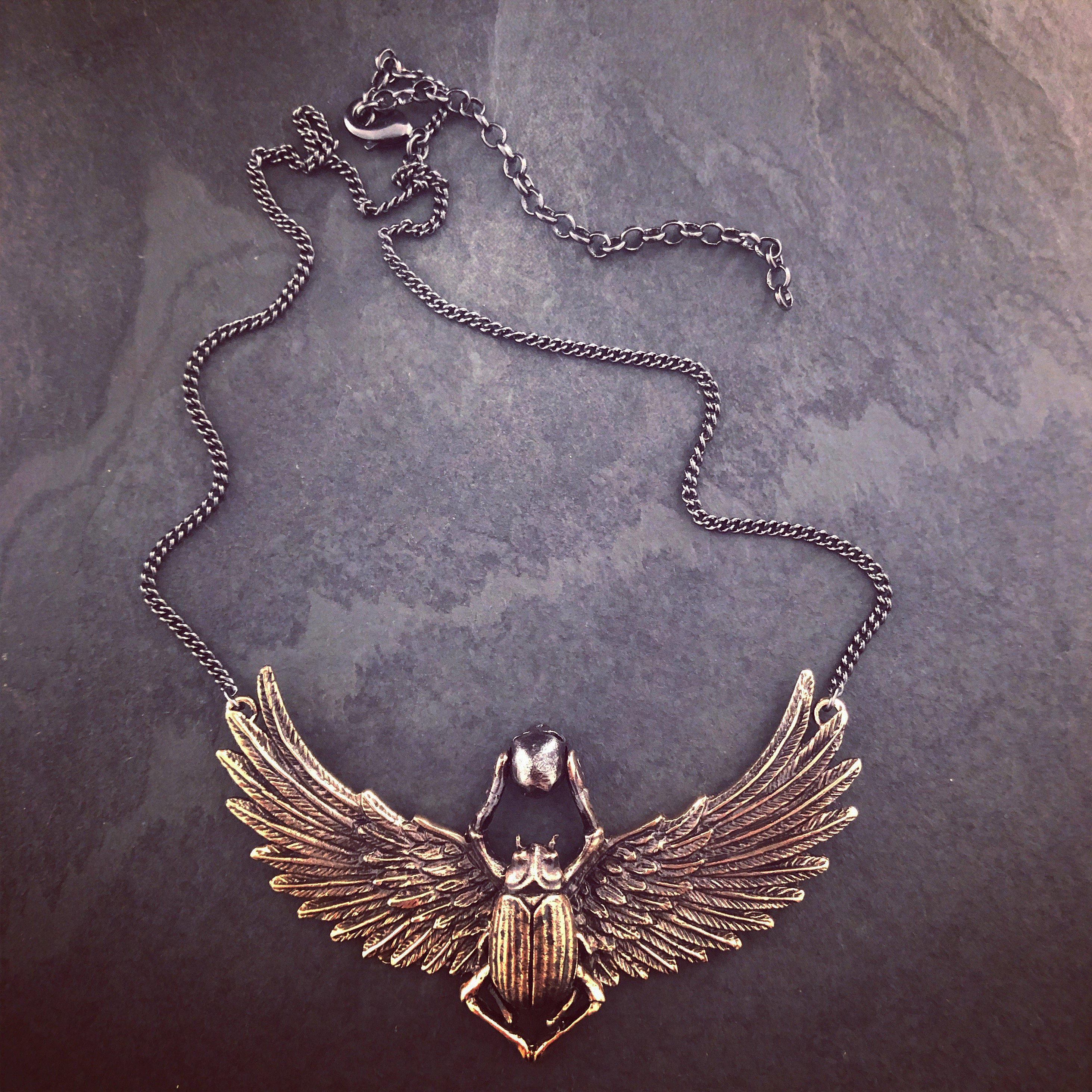 Scarab Necklace Bronze Scarab Pendant Scarab Beetle - Etsy