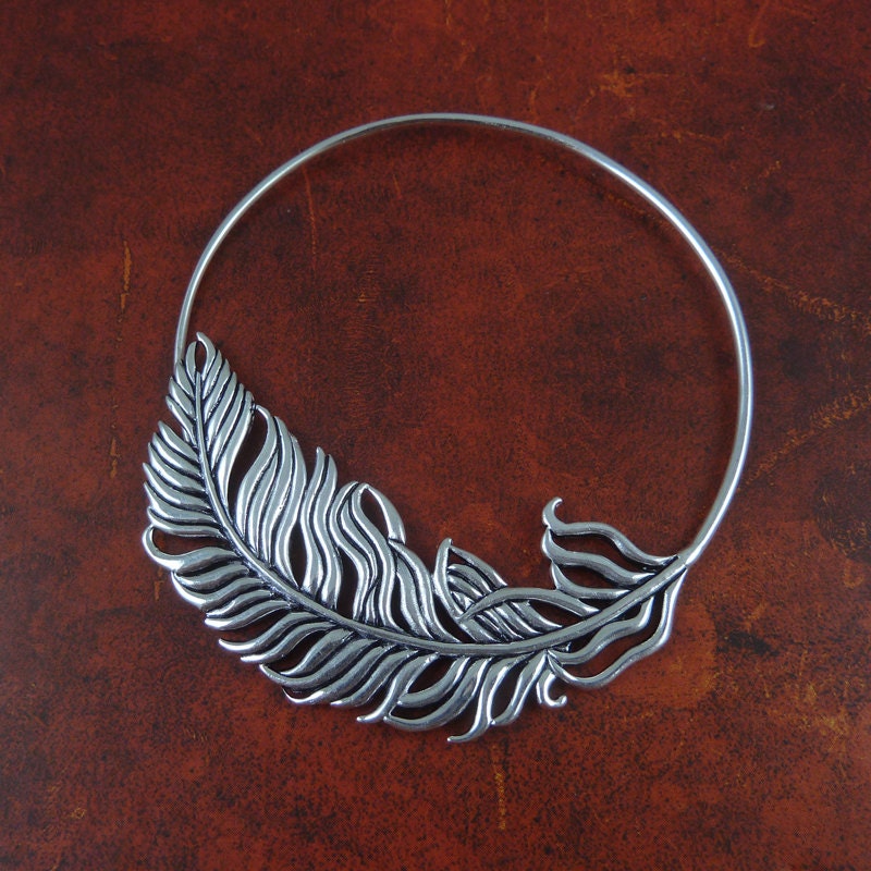 Silver Feather Hoop Earrings - Feather Hoop Earrings - Etsy