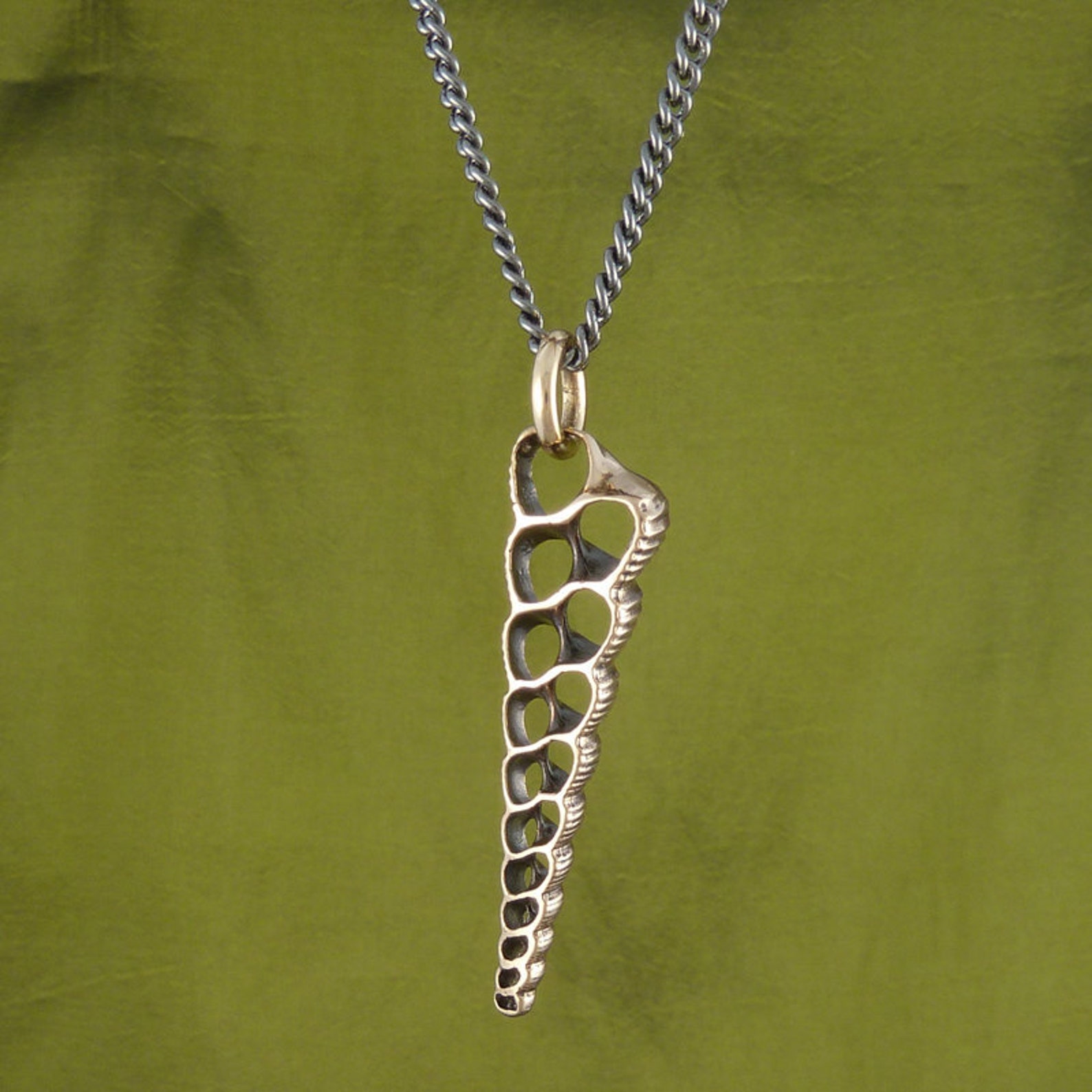 Shell Necklace Bronze Spiral Shell Pendant Turritella - Etsy