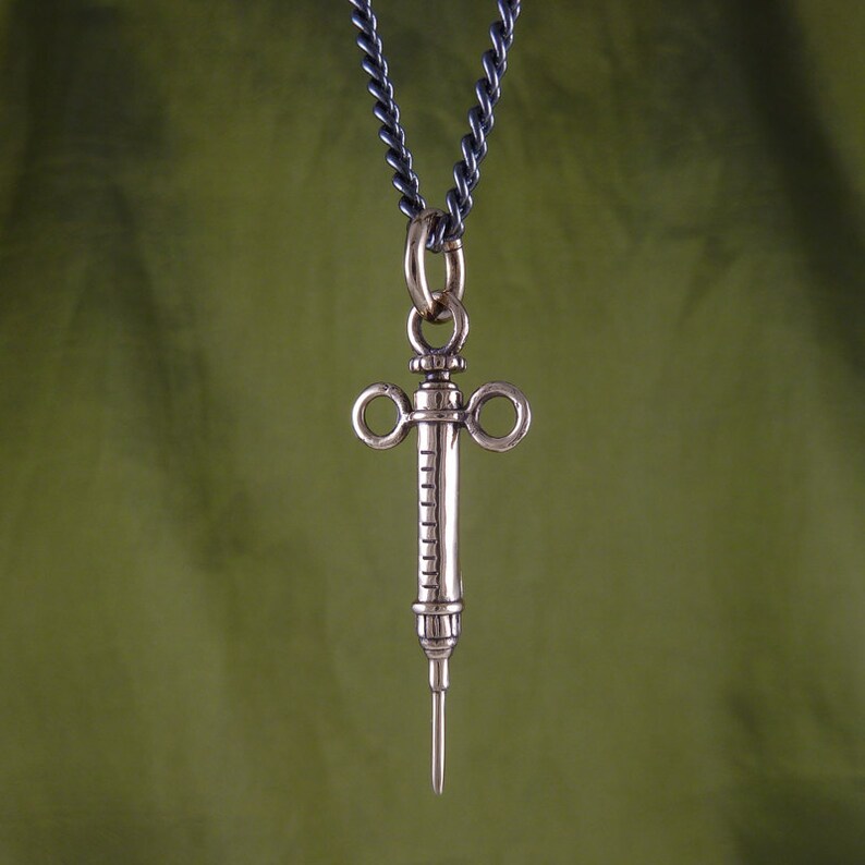 Syringe Necklace - Bronze Syringe Pendant - Etsy