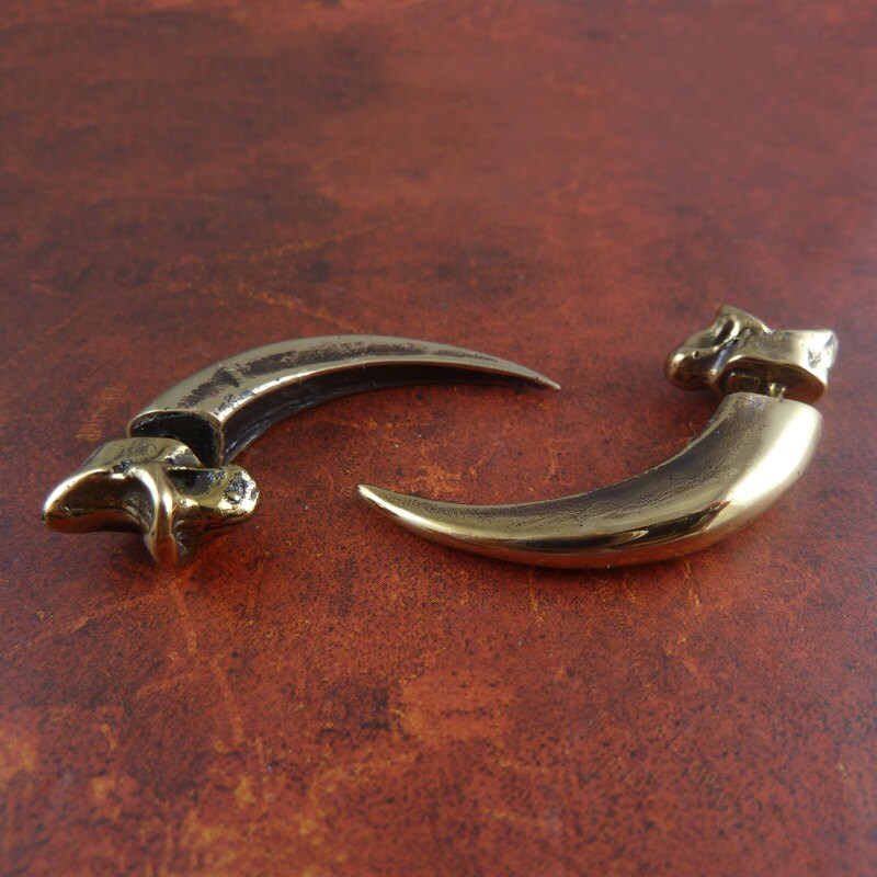 Talon Earrings Bronze Eagle Talon Earrings Fake Gauge - Etsy
