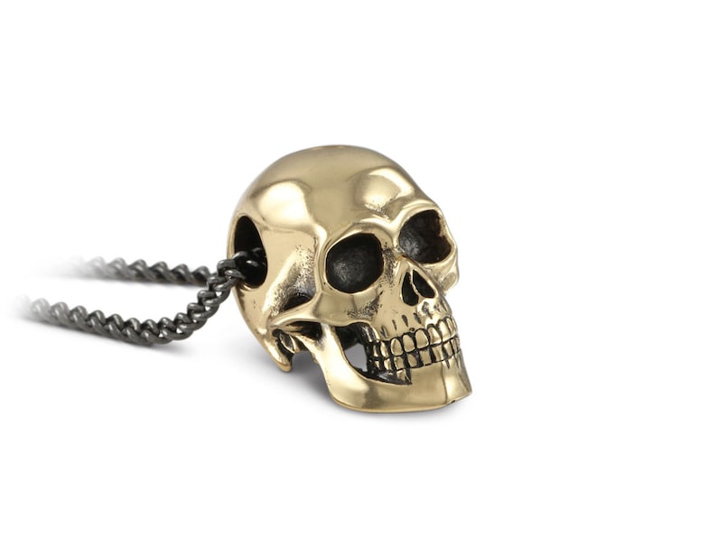 Bronze Skull Necklace Bronze Human Skull Pendant Skull - Etsy