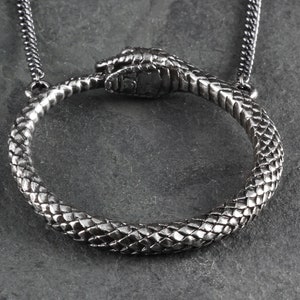 Ouroboros Necklace - Antique Silver Ouroboros Pendant - Snake Necklace ...