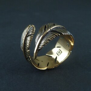 Feather Ring - Bronze Feather Ring - Feather Bypass Ring - Etsy
