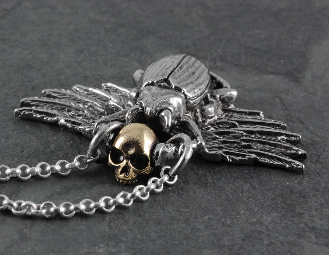 Small Scarab Beetle Necklace Sterling Silver Scarab Beetle | Etsy