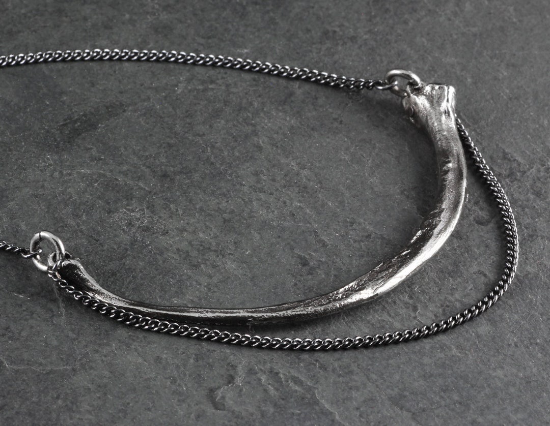 Snake Rib Necklace - Antique Silver Python Rib Necklace - Silver Bone ...