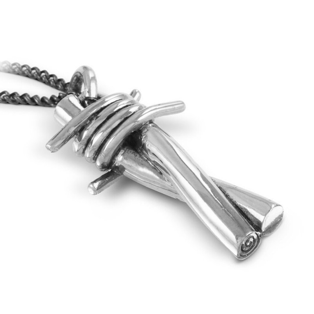 Barbed Wire Necklace - Antique Silver Barbed Wire Pendant - Punk Rock ...