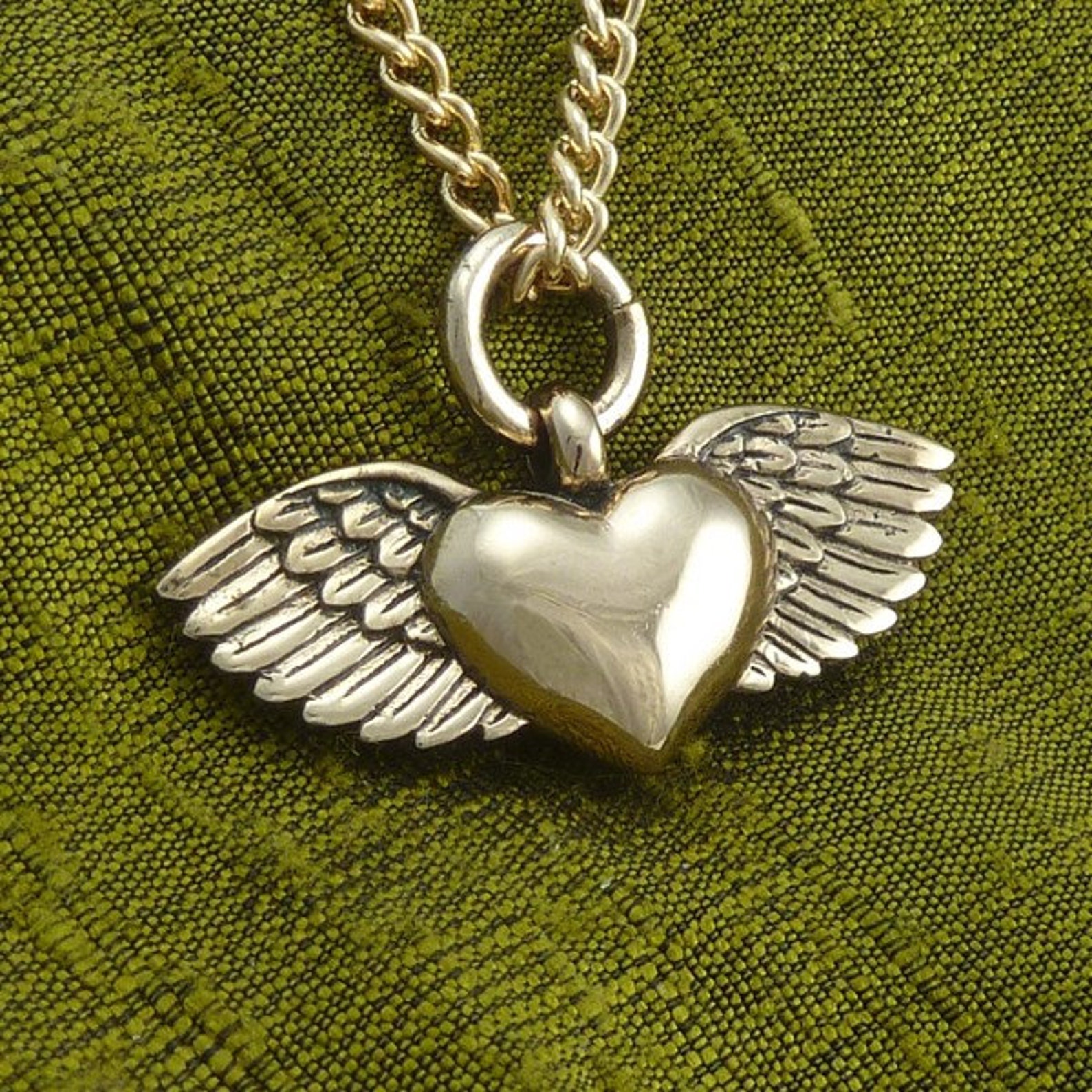 Winged Heart Necklace - Bronze Flying Heart Pendant - Valentines Day - Etsy