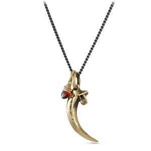 Raven Talon & Garnet Necklace - Bronze Raven Talon With Gold-filled ...