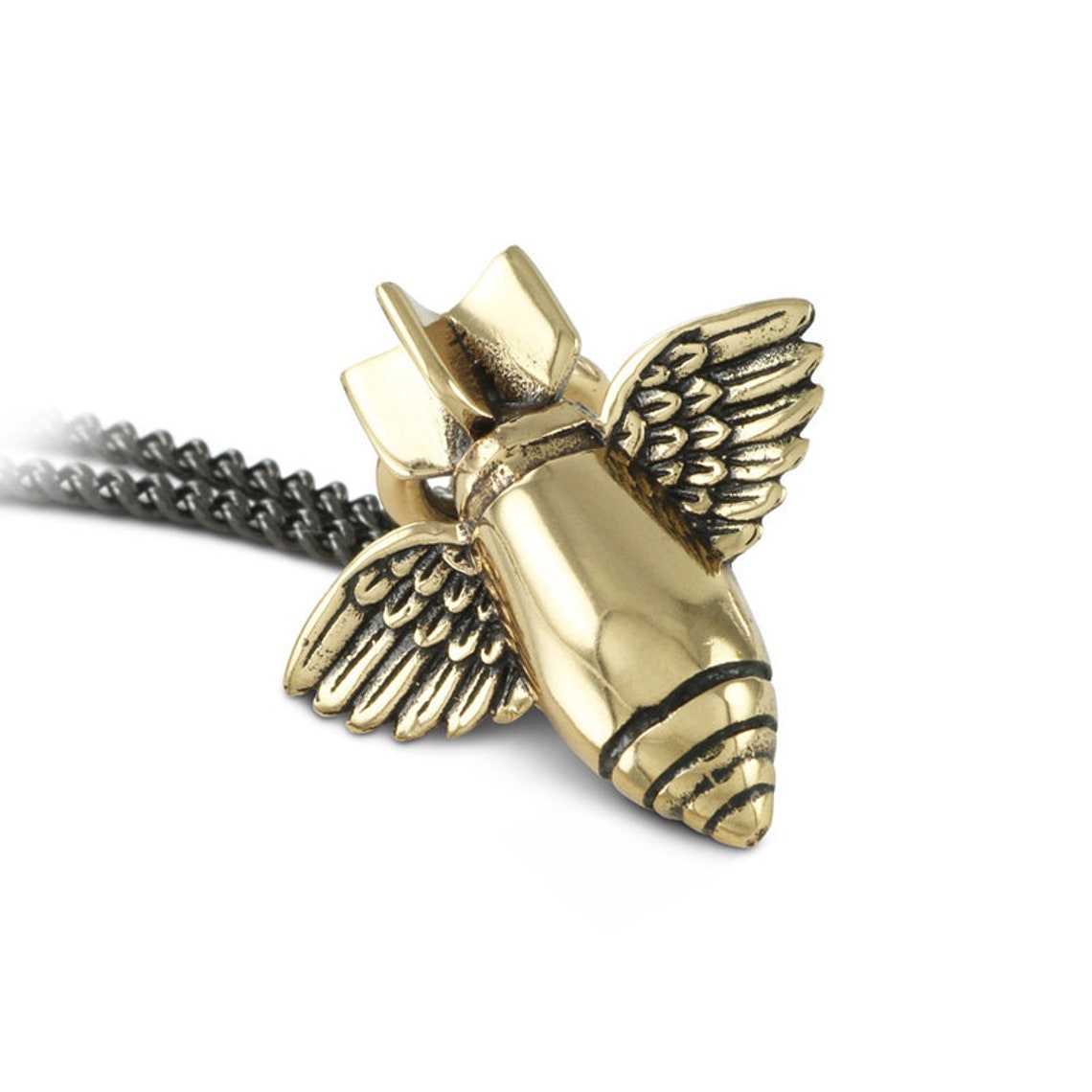 Bomb Necklace - Bronze Flying Bomb Pendant - Etsy