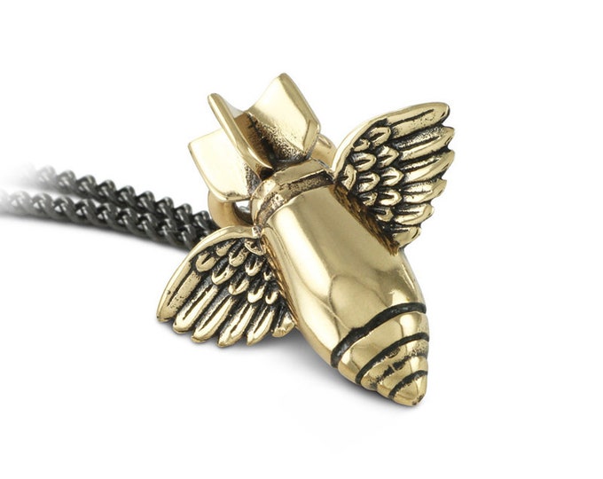 Bomb Necklace Bronze Flying Bomb Pendant - Etsy