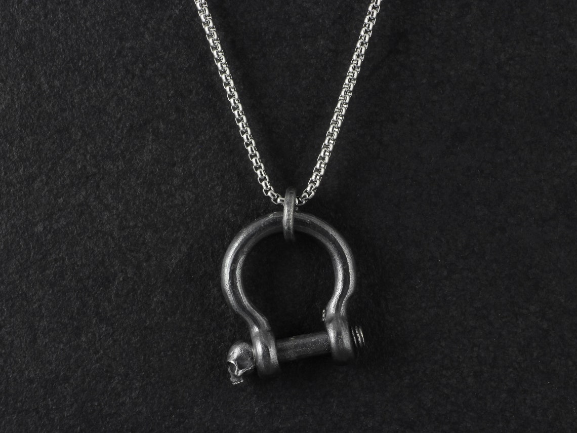 Shackle Necklace Sterling Silver Shackle Pendant Shackle | Etsy
