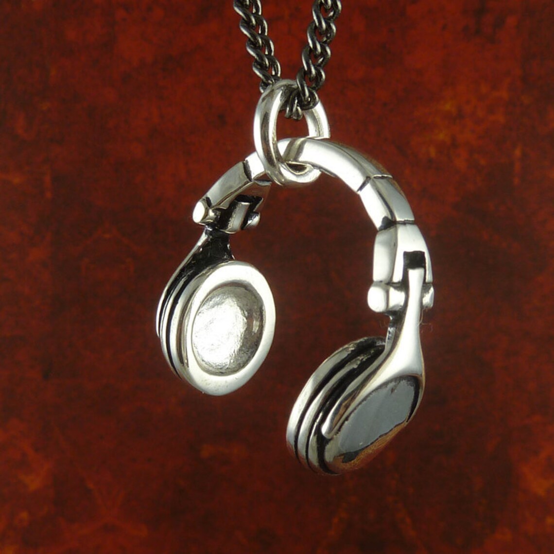 Headphones Necklace Antique Silver Headphones Pendant | Etsy
