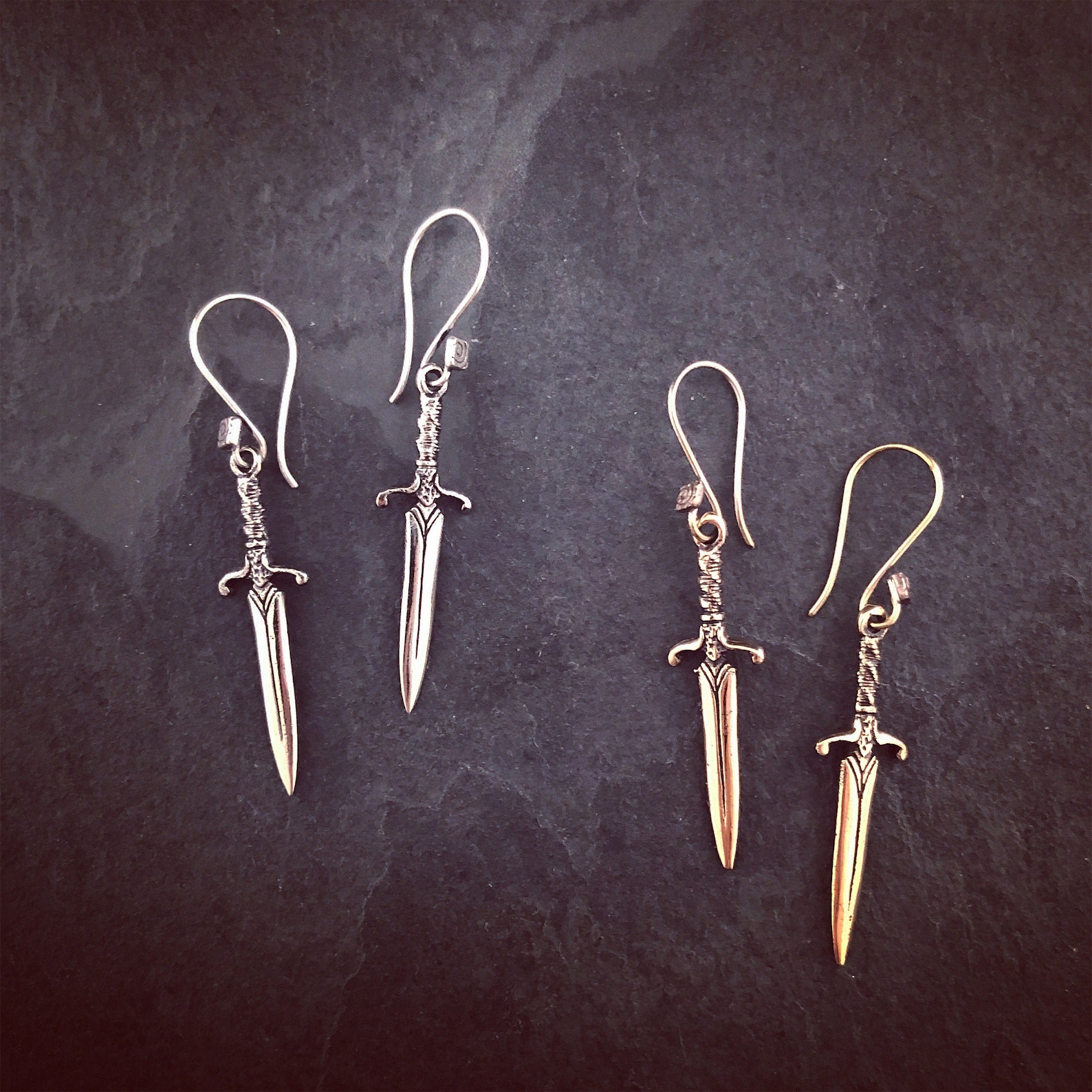Dagger Earrings in Bronze - Etsy