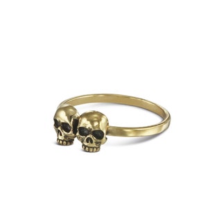 Double Skull Stacking Ring - Bronze Two Skull Stackable Ring - Etsy