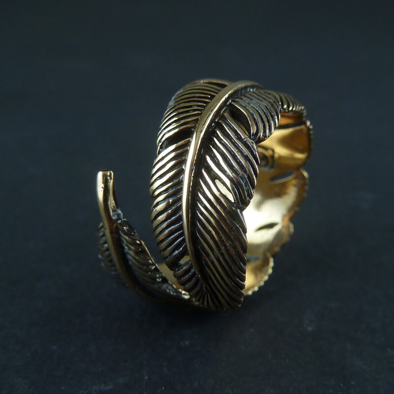 Feather Ring Bronze Feather Ring Feather Bypass Ring - Etsy