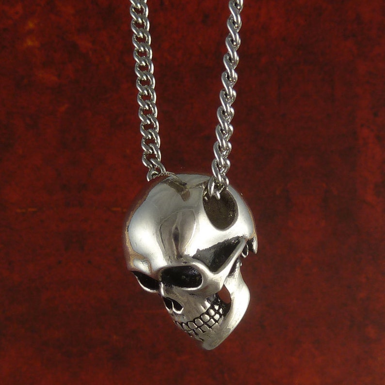 Human Skull Necklace Antique Silver Skull Pendant Skull | Etsy