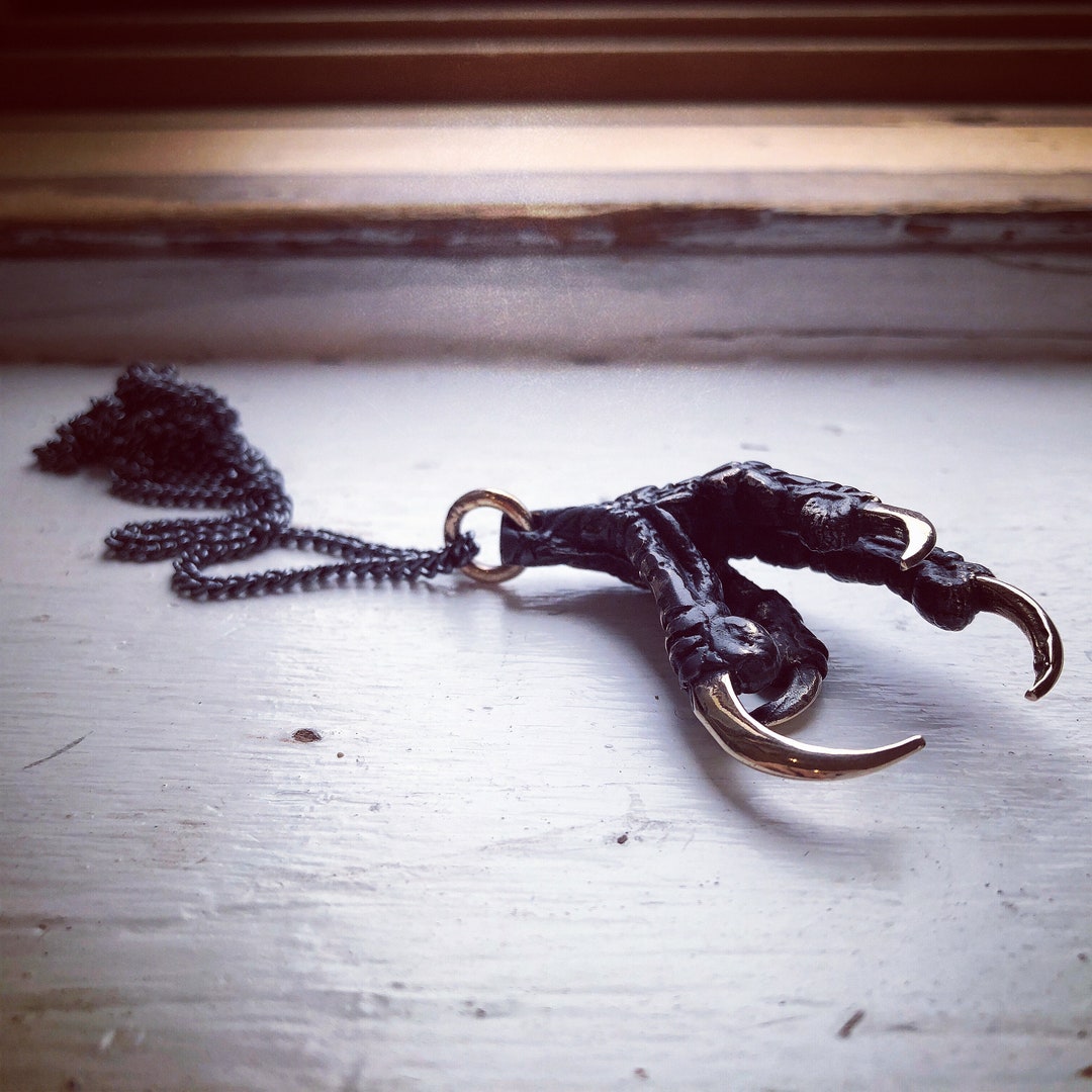 Crow Claw Necklace - Bronze Black Crow Claw Pendant - Bird Foot - Etsy