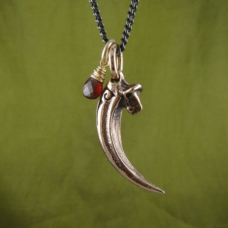 Raven Talon & Garnet Necklace Bronze Raven Talon With - Etsy