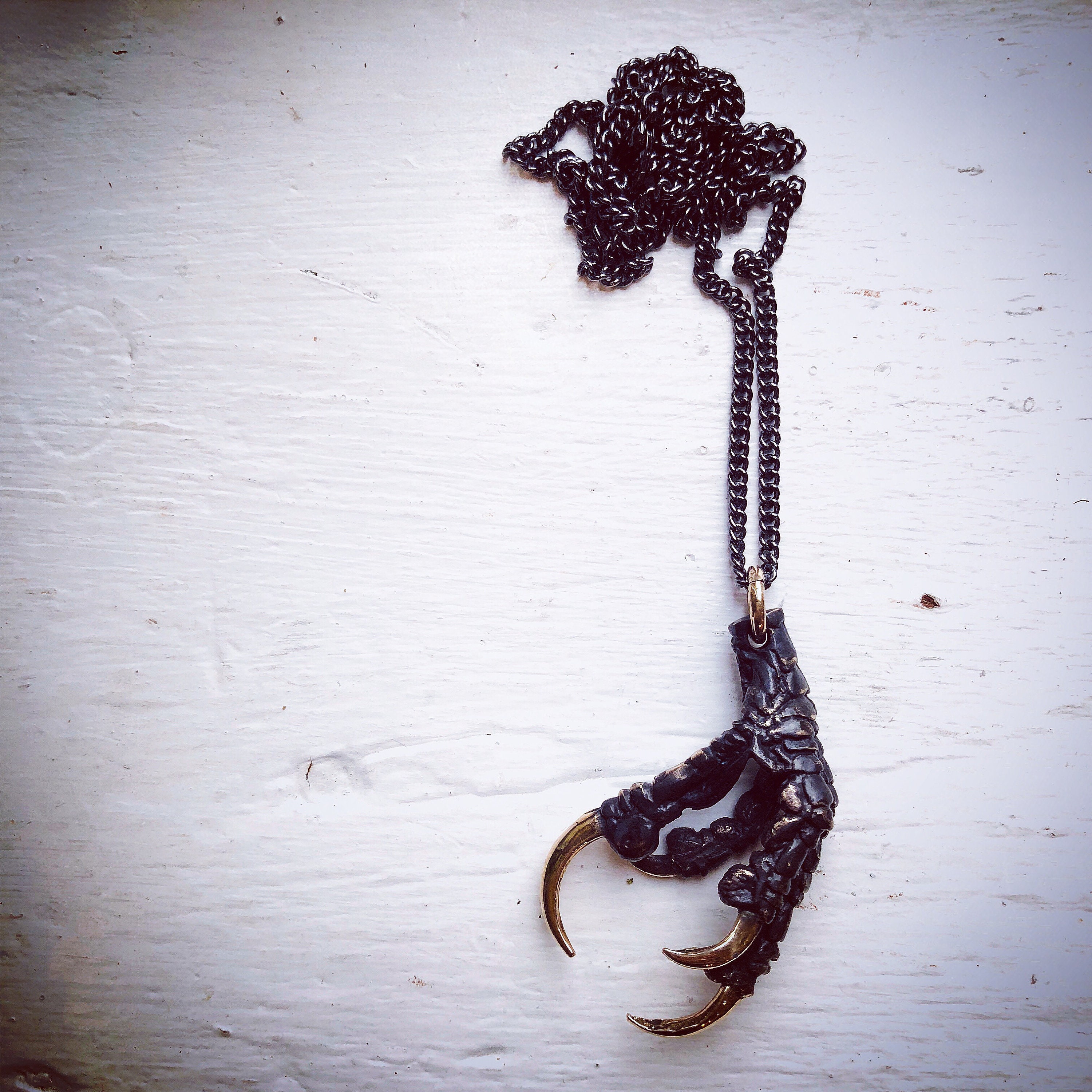 Crow Claw Necklace Bronze Black Crow Claw Pendant Bird | Etsy