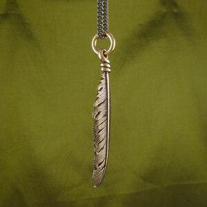 Feather Necklace - Bronze Feather Pendant - Feather Jewelry - Etsy