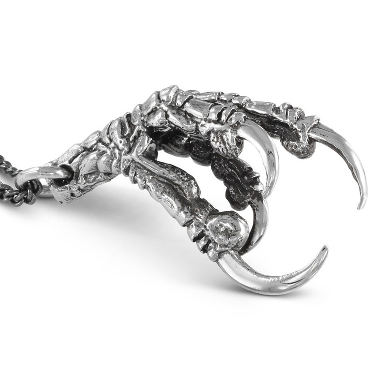 Crow Claw Necklace - Antique Silver Bird Claw Pendant - Crow Claw ...