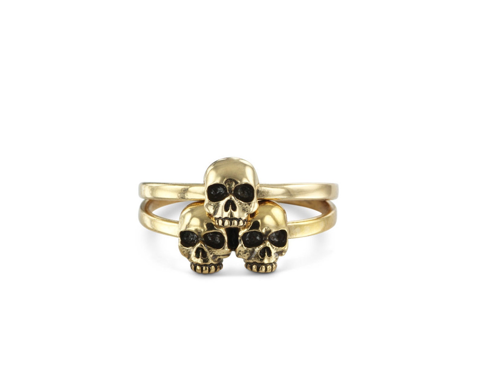 Double Skull Stacking Ring - Bronze Two Skull Stackable Ring - Etsy