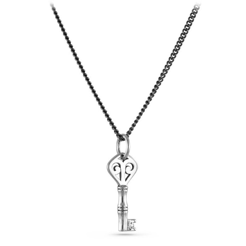 Silver Key Necklace Small Antique Silver Key Pendant Small - Etsy