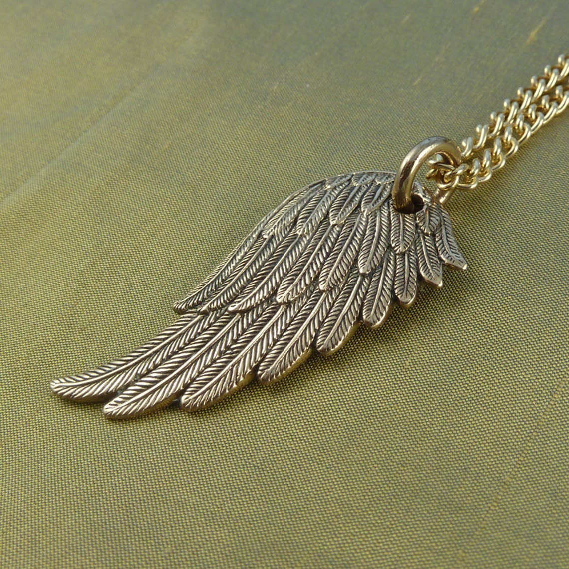 Angel Wing Necklace Bronze Angel Wing Pendant Wing - Etsy