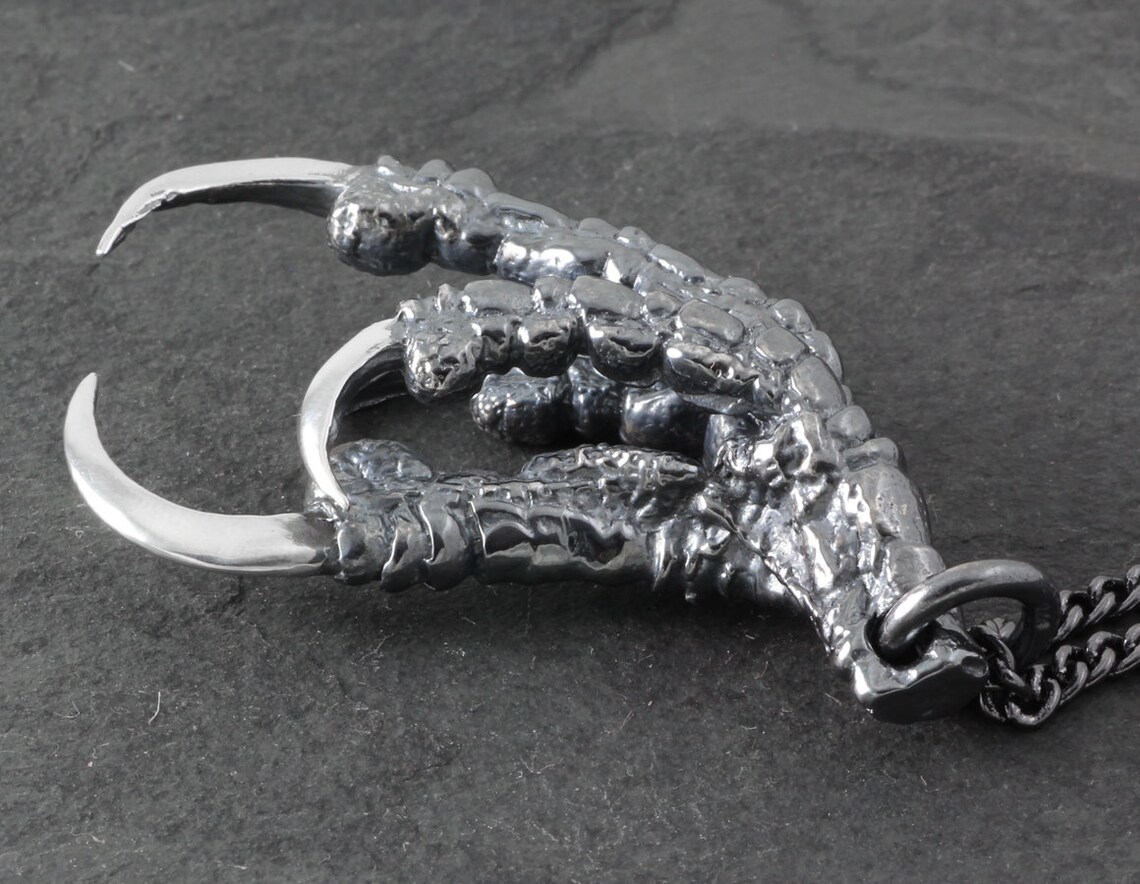 Crow Claw Necklace Sterling Silver Crow Foot Pendant Bird | Etsy