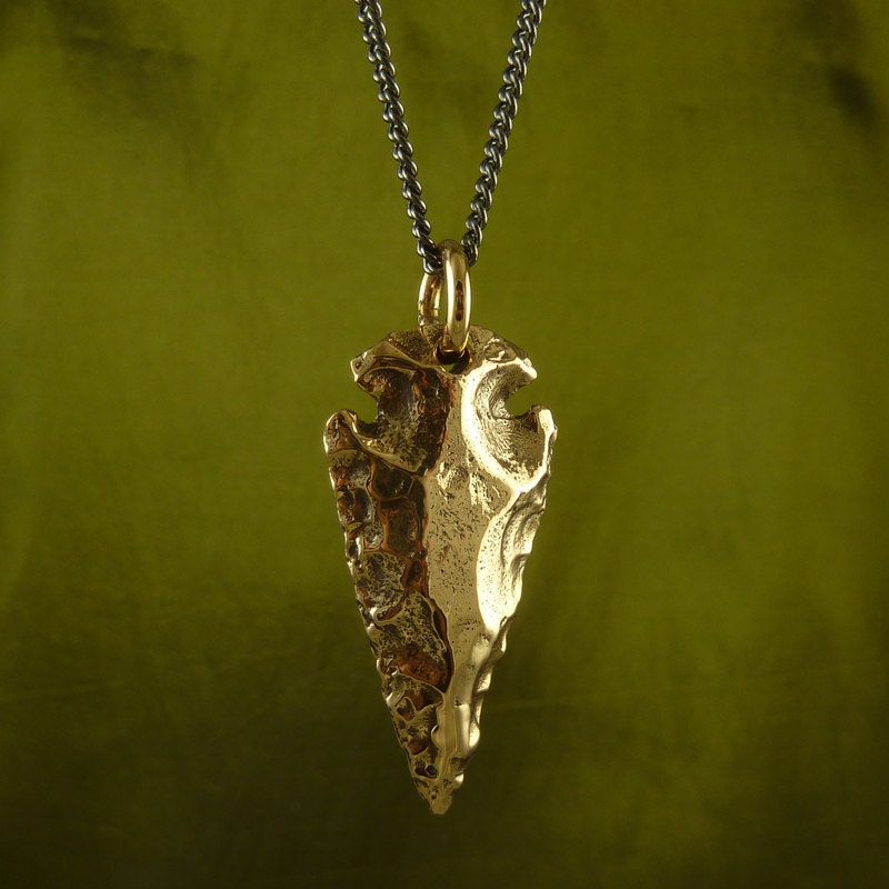 Arrowhead Necklace Bronze Arrow Head Pendant | Etsy