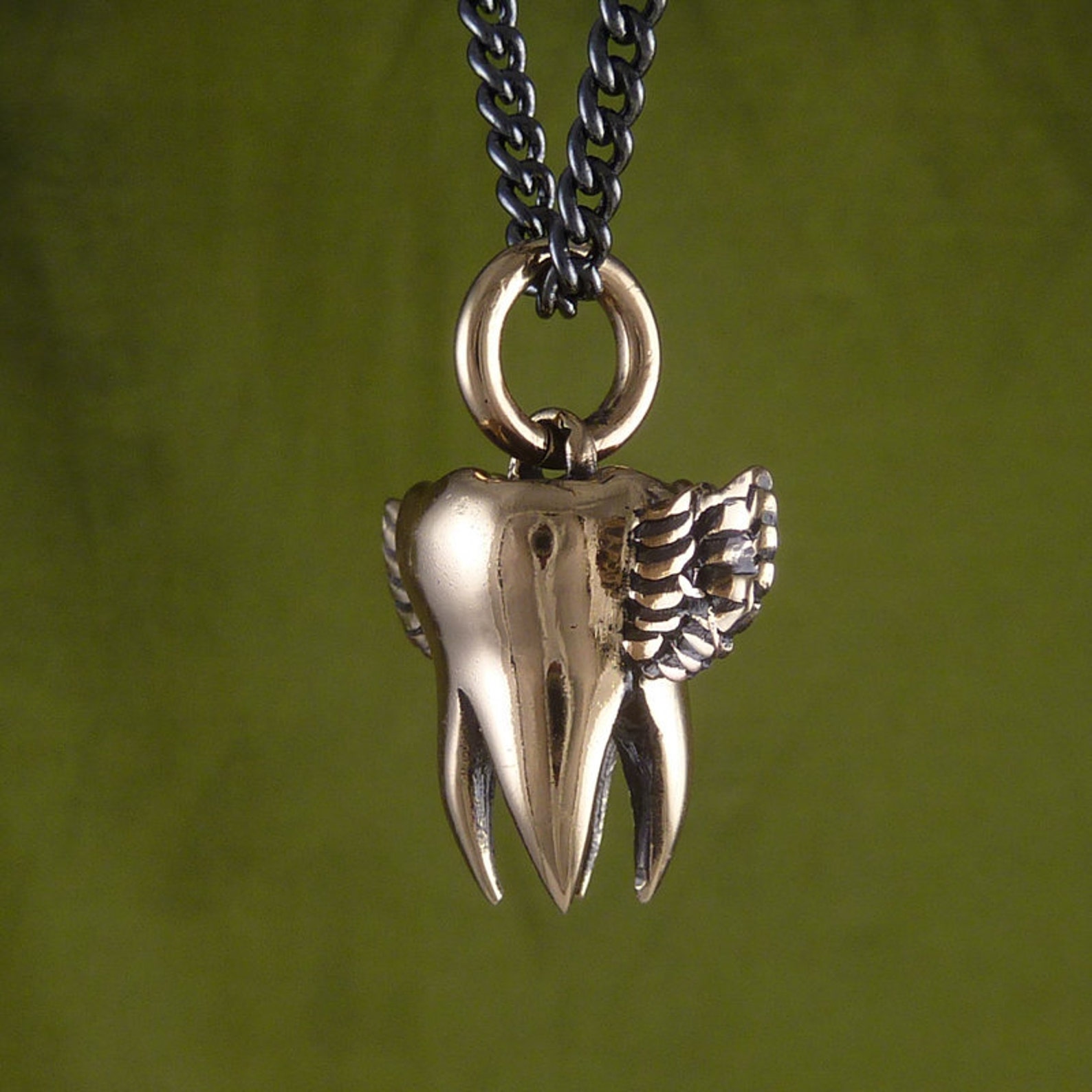 Tooth Necklace Bronze Flying Molar Tooth Pendant the Lucky - Etsy