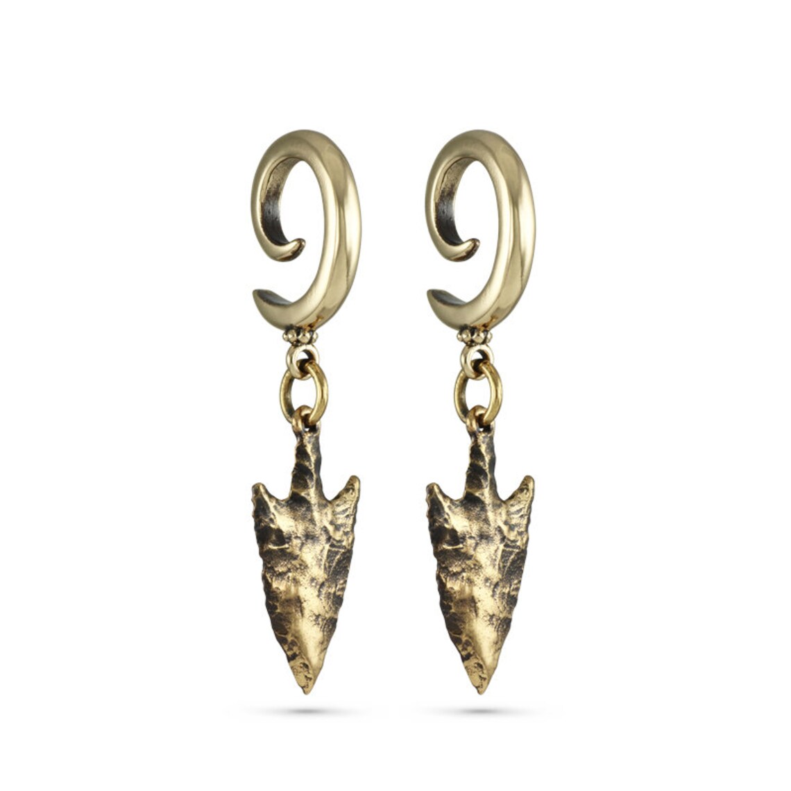 Arrowhead Ear Weights - Bronze Arrowhead Gauged Earrings - Arrowhead ...