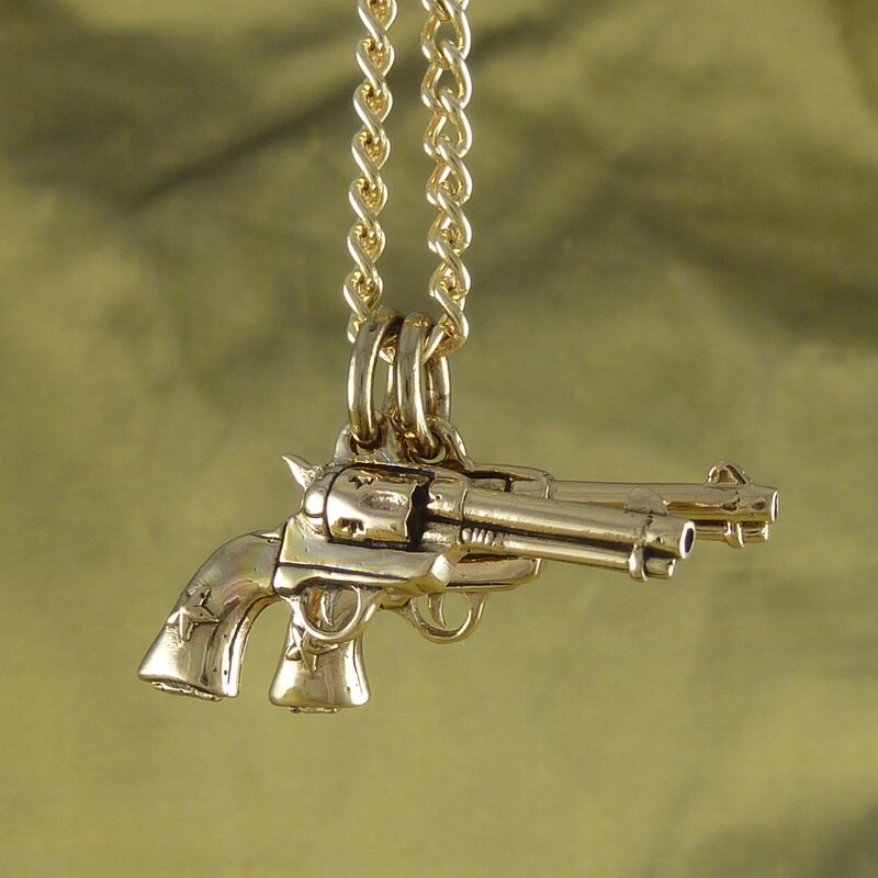 Gun Necklace Bronze Pistol Pendant - Etsy