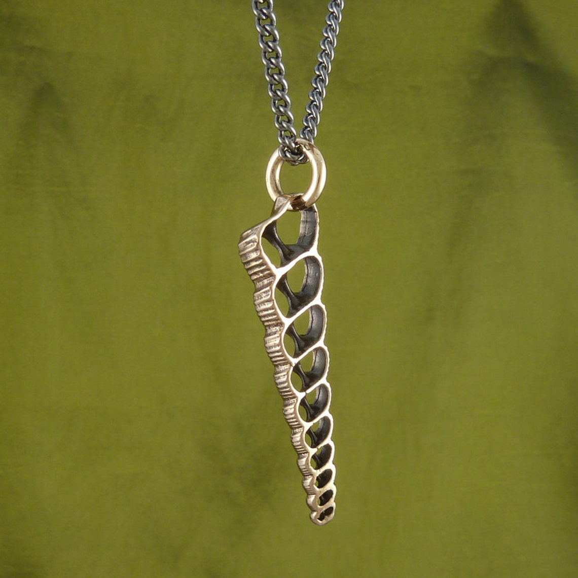 Shell Necklace Bronze Spiral Shell Pendant Turritella - Etsy
