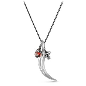 Raven Talon & Garnet Necklace - Antique Silver Raven Talon With ...