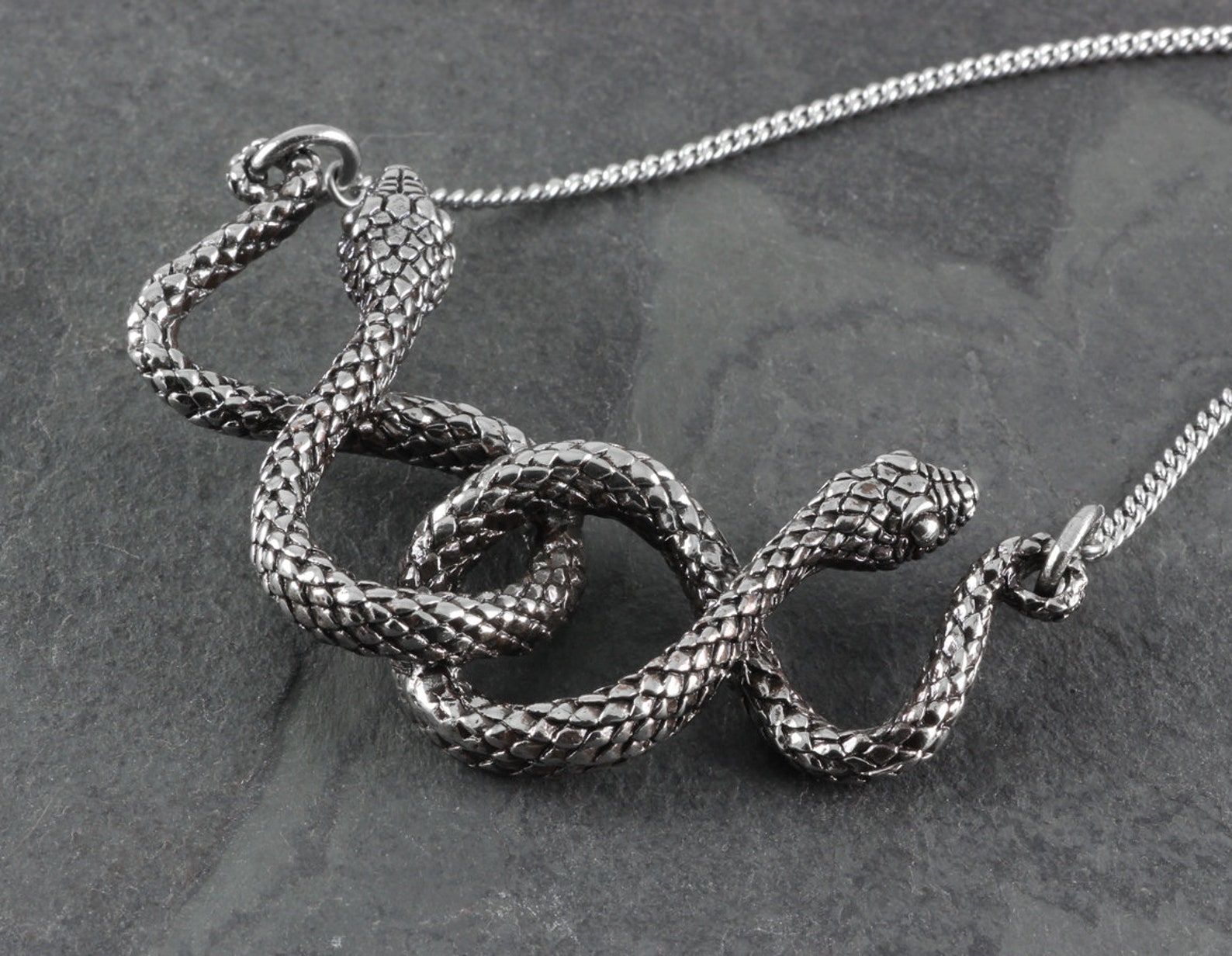 Snake Necklace - Sterling Silver Double Snake Necklace - Medusa ...