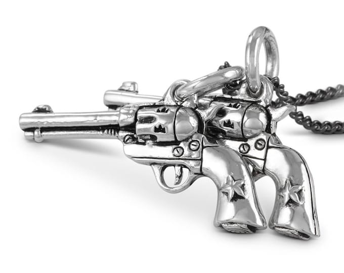 Gun Necklace Antique Silver Pistol Pendant Gun Jewelry - Etsy