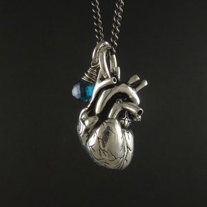 December Birthstone - Anatomical Heart Necklace With Sterling Silver ...