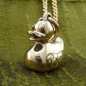 Rubber Duck Necklace - Bronze Rubber Ducky Pendant - the Lucky Duck - Etsy