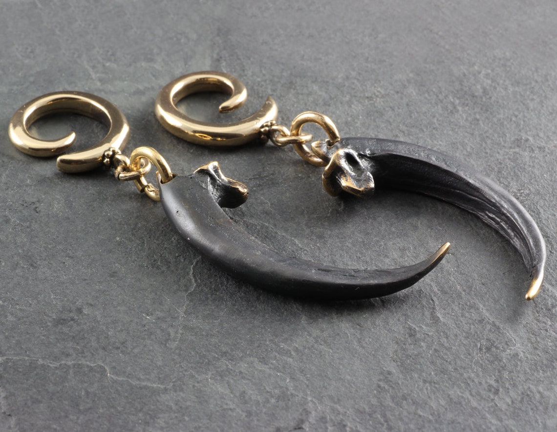 Eagle Talon Gauged Ear Weights Bronze Talon Earrings - Etsy