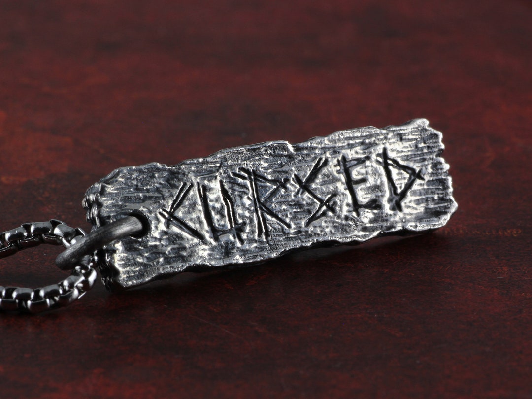 CURSED Pendant - Sterling Silver Word Pendant - Pillory Board Necklace ...